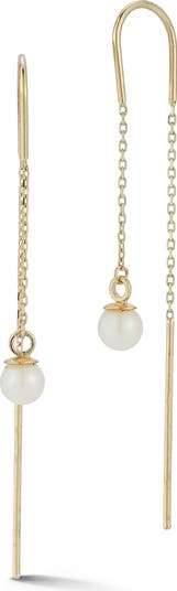 Ember Fine Jewelry 14K Gold Cultured Pearl Threader Earrings ...