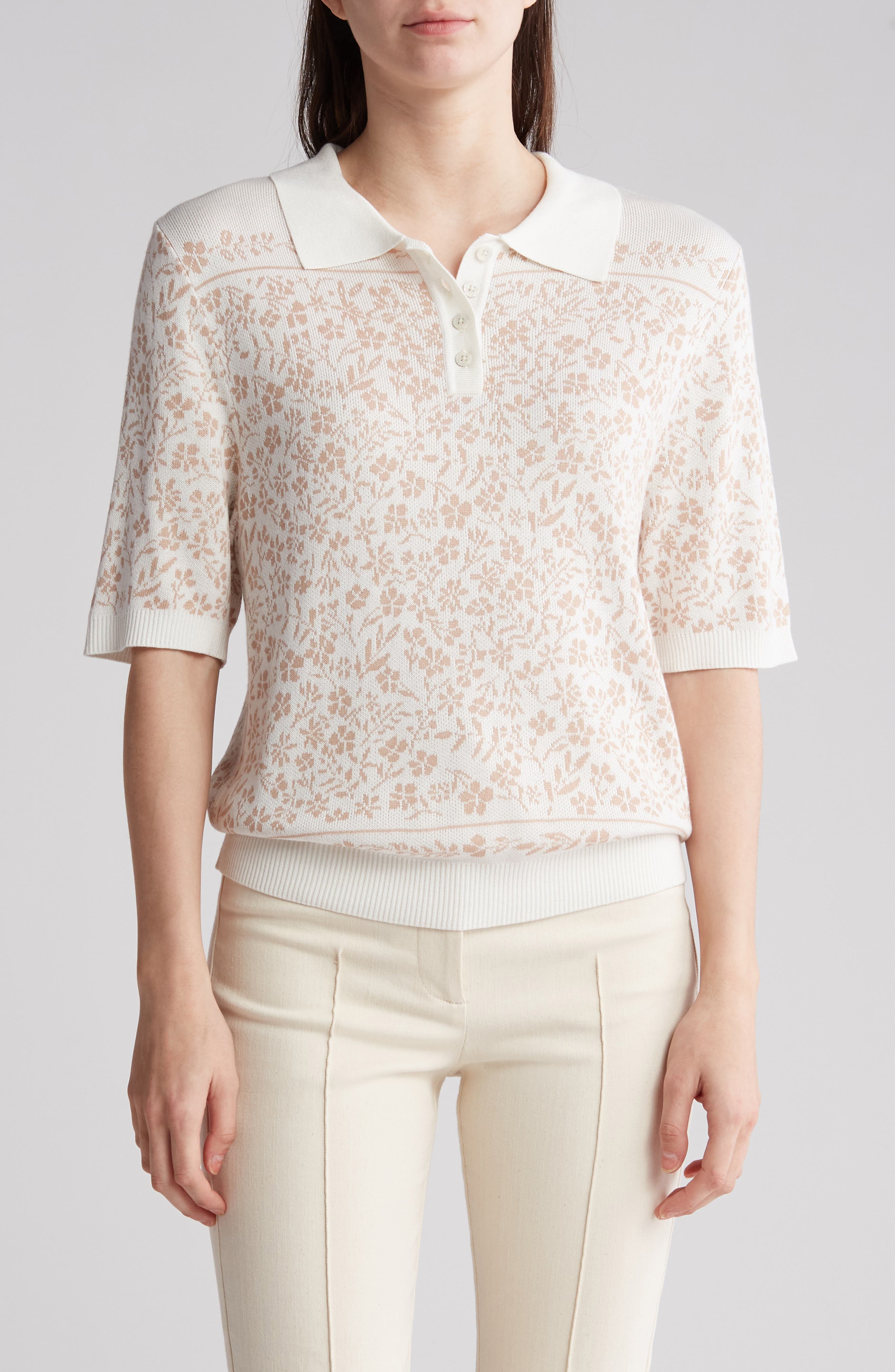 Gemma + Jane Floral Jacquard Sweater Polo | Nordstromrack
