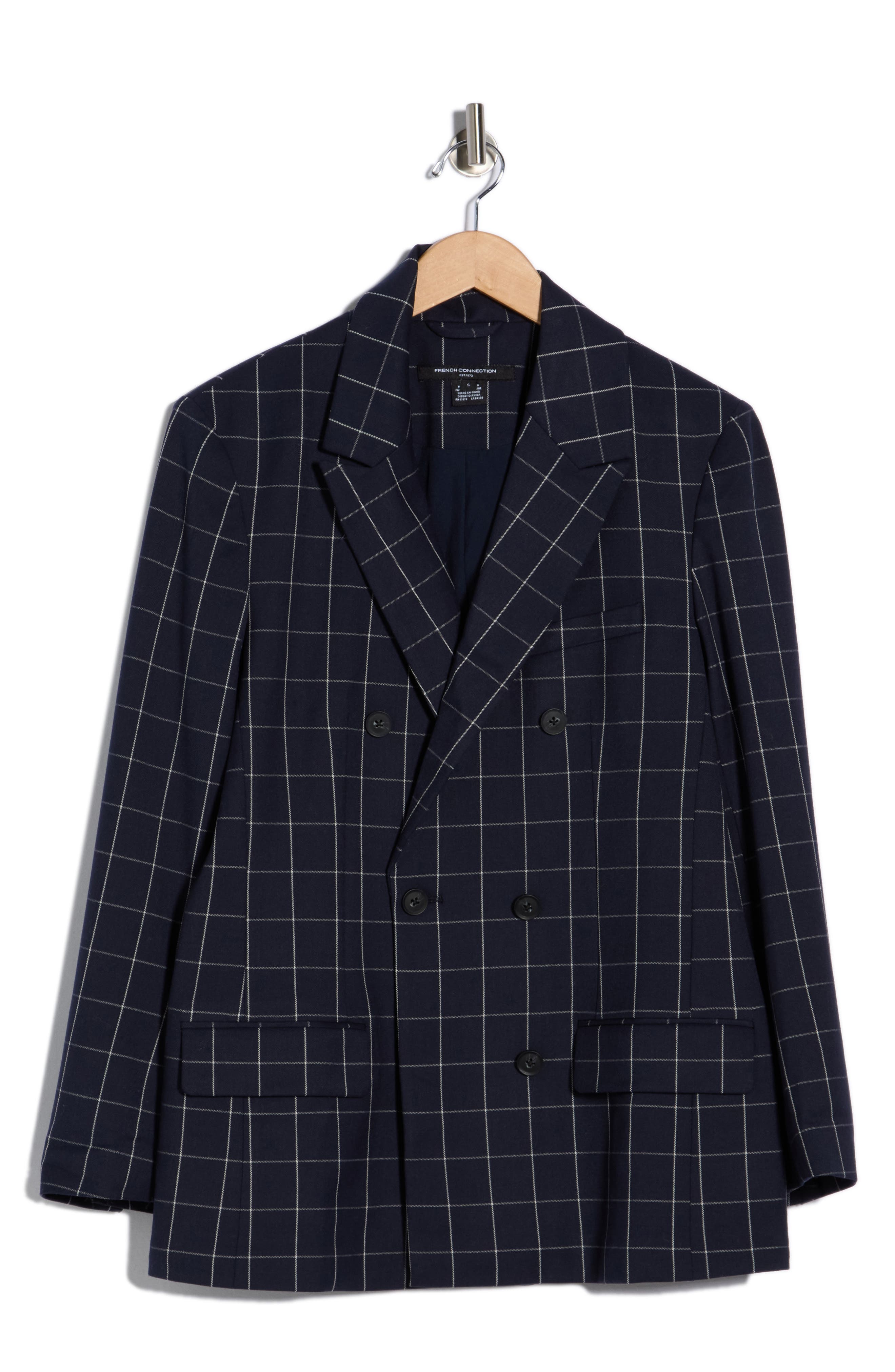 French Connection Windowpane Double Breasted Blazer | Nordstromrack