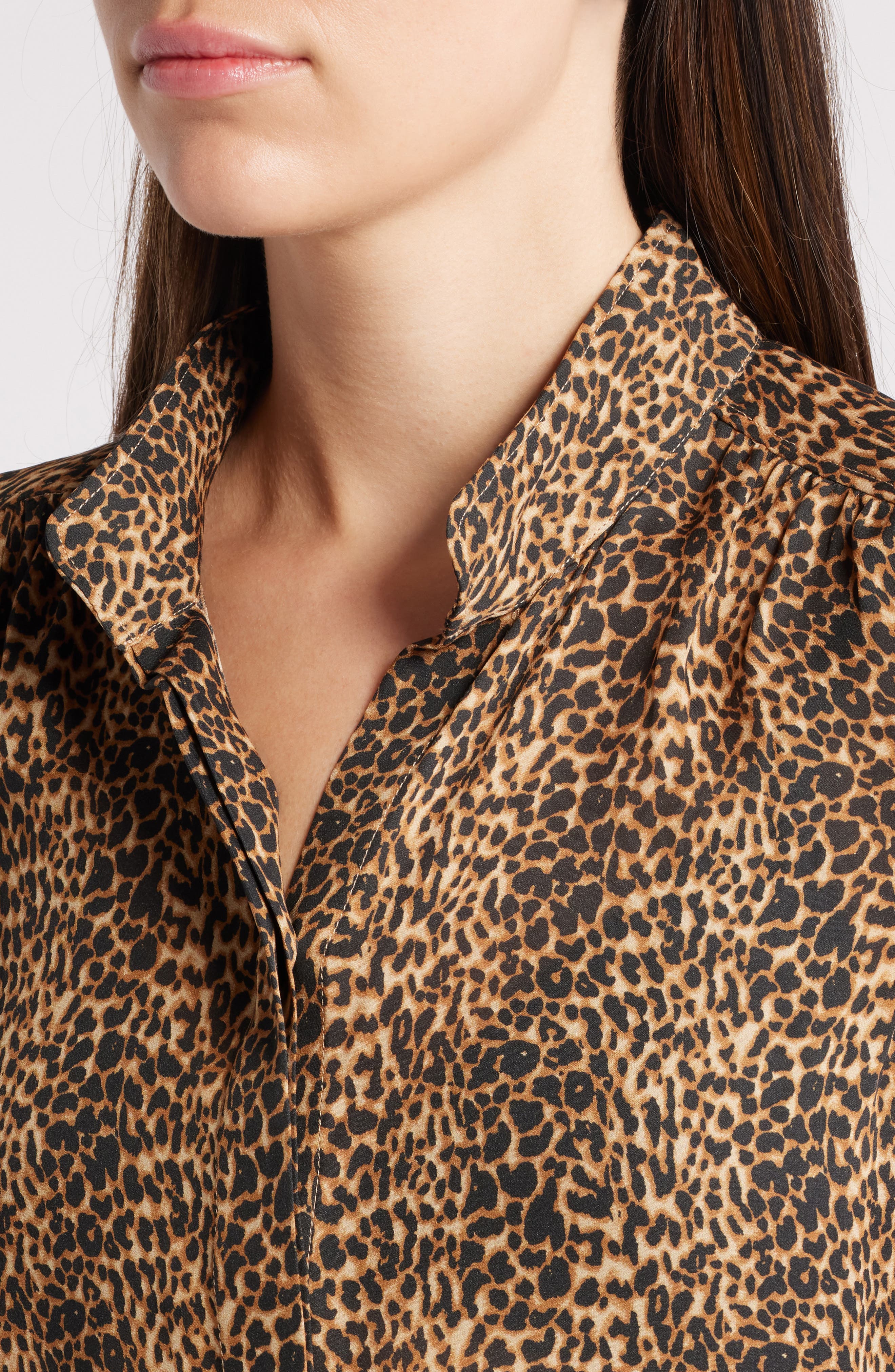 FRAME Gillian Leopard Print Puff Sleeve Silk Top | Nordstrom