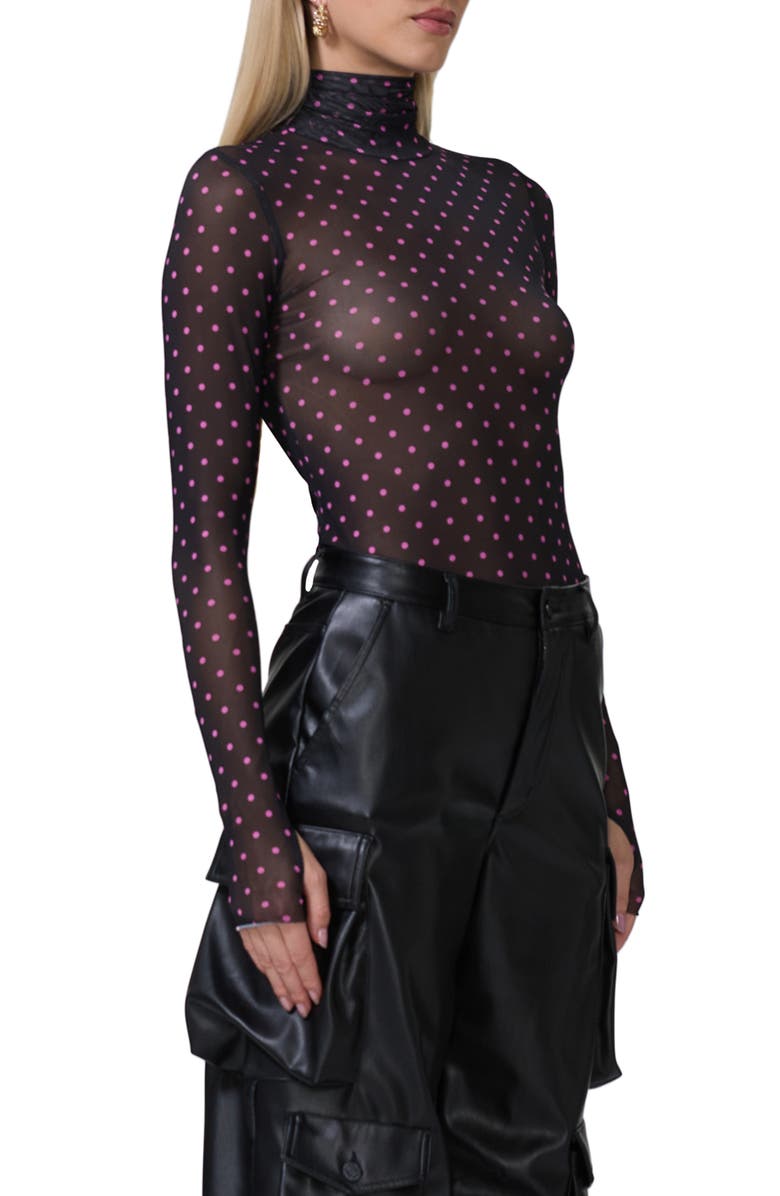 AFRM Zadie Print Turtleneck Mesh Top | Nordstromrack