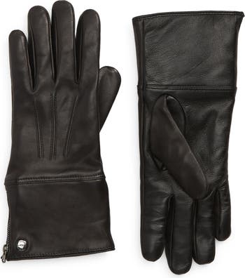 Mackage Willis Genuine Shearling Cuff Leather Tech Gloves | Nordstrom