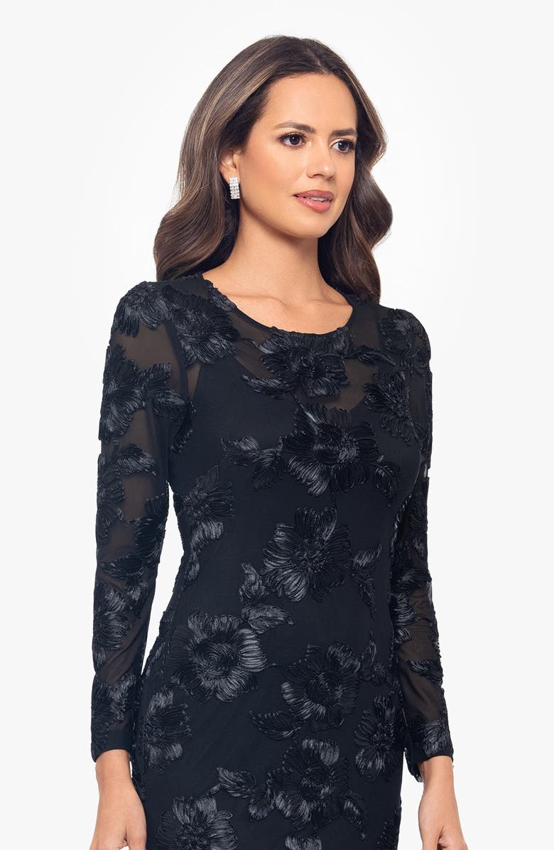 Betsy & Adam Flower Soutache Embroidered Bracelet Sleeve Sheath Dress ...