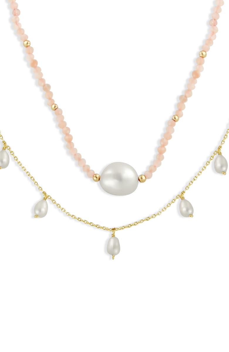 BLING JEWELRY Imitation Pearl & Stone Beaded Layered Necklace ...