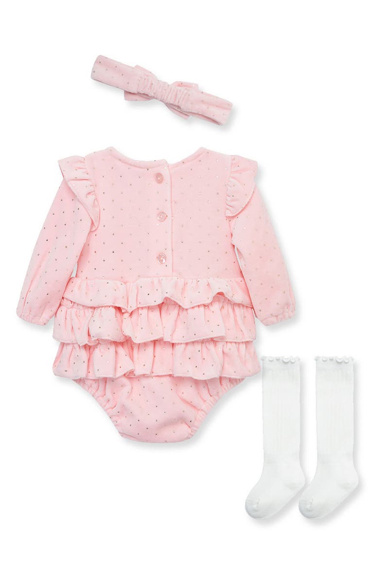 Little Me Shine Velour Bodysuit, Headband & Socks Set | Nordstromrack