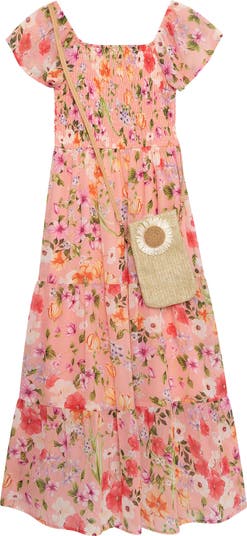 Speechless Kids' Flutter Sleeve Maxi Dress with Purse | Nordstromrack