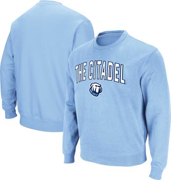 COLOSSEUM Men's Colosseum Blue Citadel Bulldogs Arch Over Logo Pullover ...