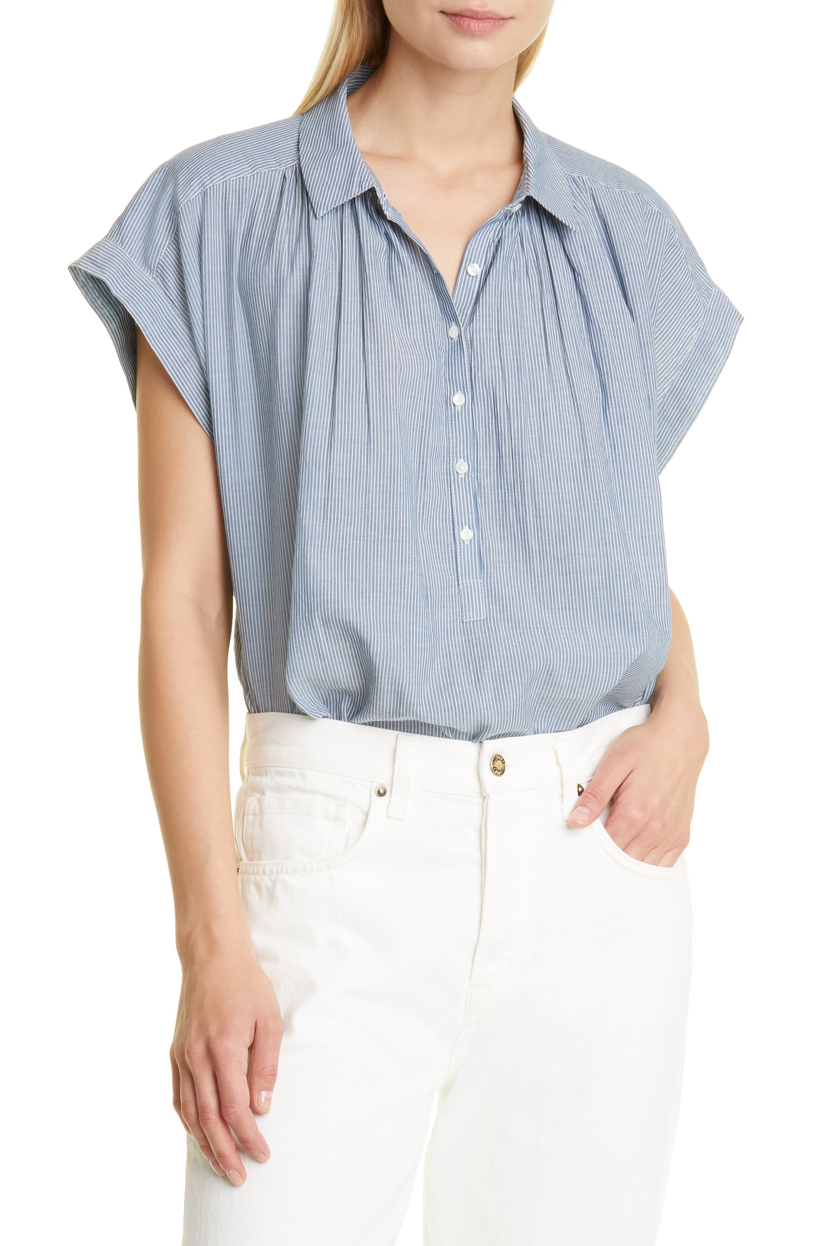 Nili Lotan Normandy Short Sleeve Button-Up Blouse | Nordstrom