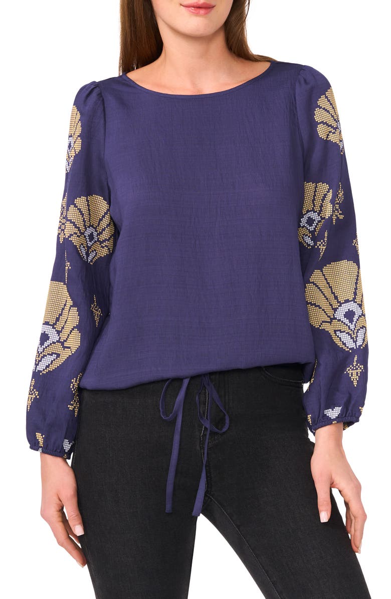 CeCe Long Sleeve Embroidered Top | Nordstromrack