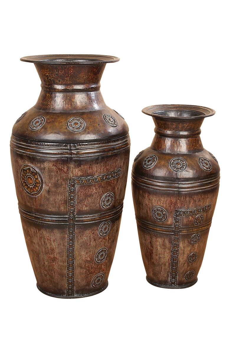 SONOMA SAGE HOME Brown Metal Indoor Outdoor Large Vase with Floral ...