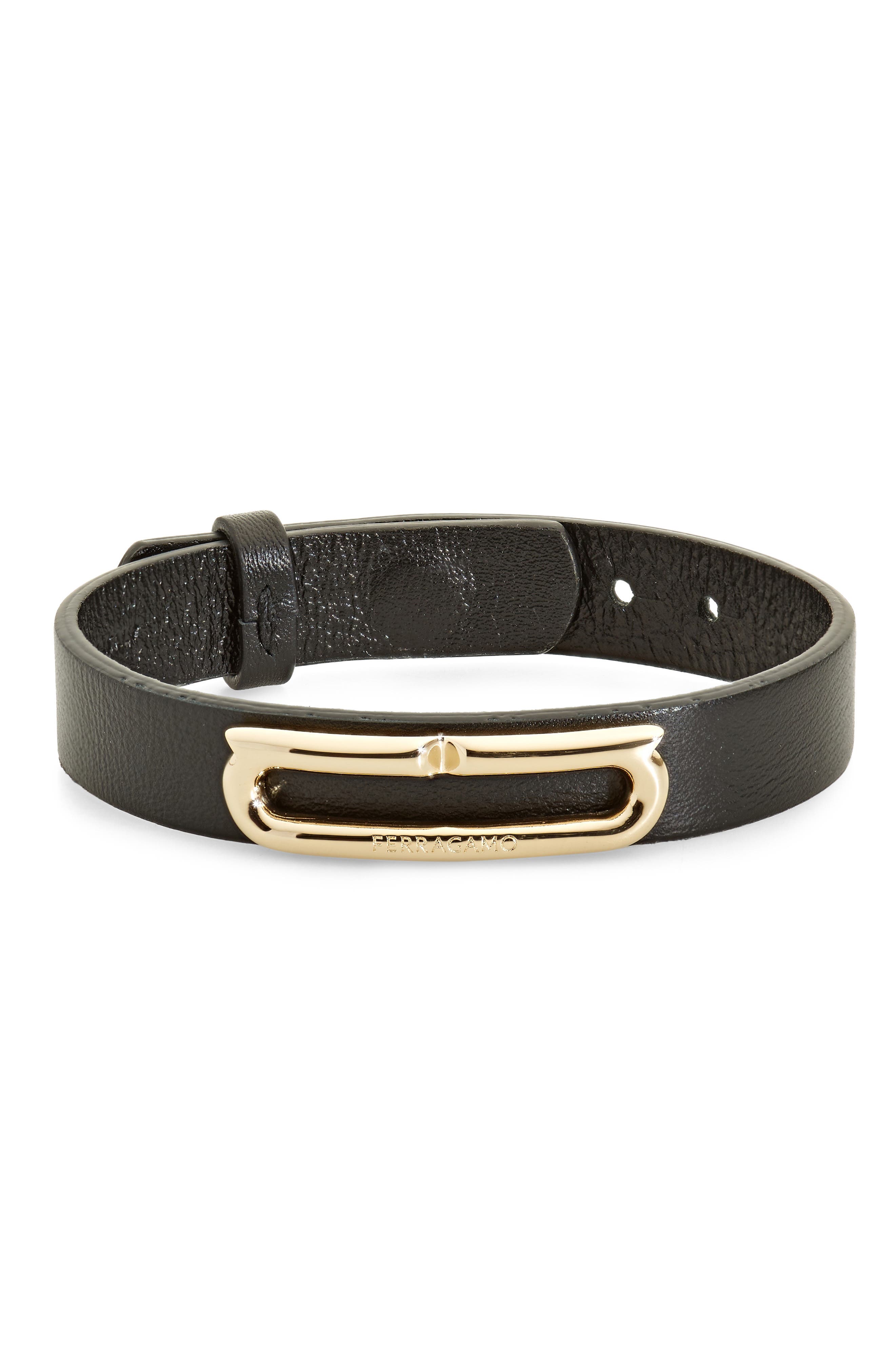 FERRAGAMO Men's Gancio Ellipse Leather Bracelet | Nordstromrack