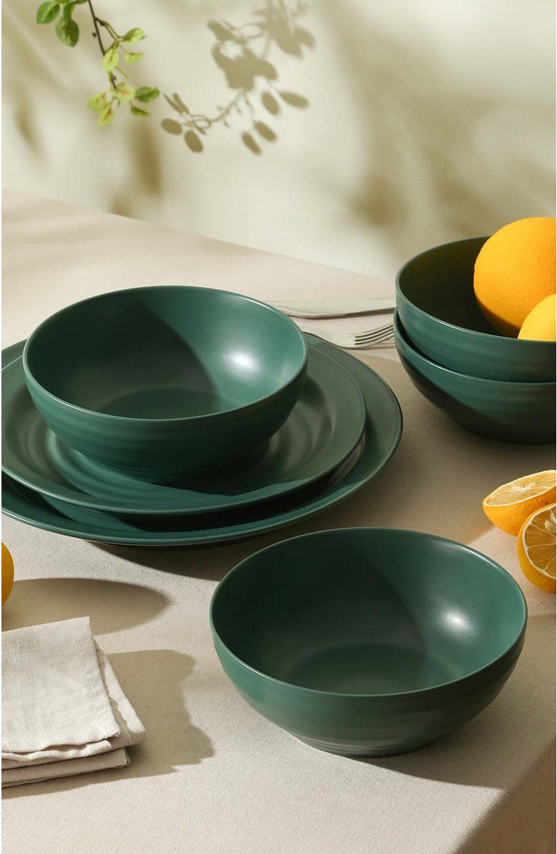 Stone Lain Orbit Stoneware 12-Piece Dinnerware Set with Cereal Bowls ...