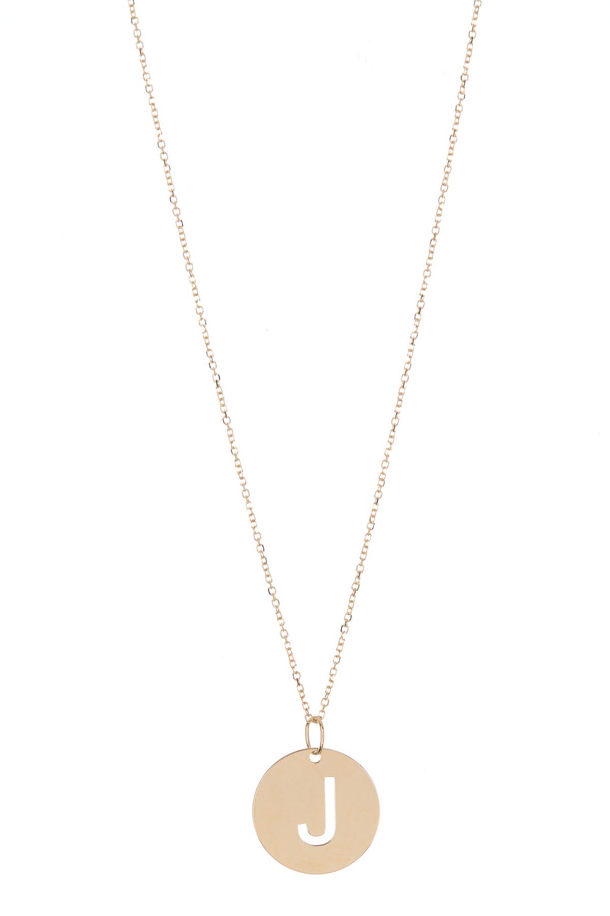 KARAT RUSH 14K Yellow Gold Initial Cutout Round Disc Pendant Necklace ...