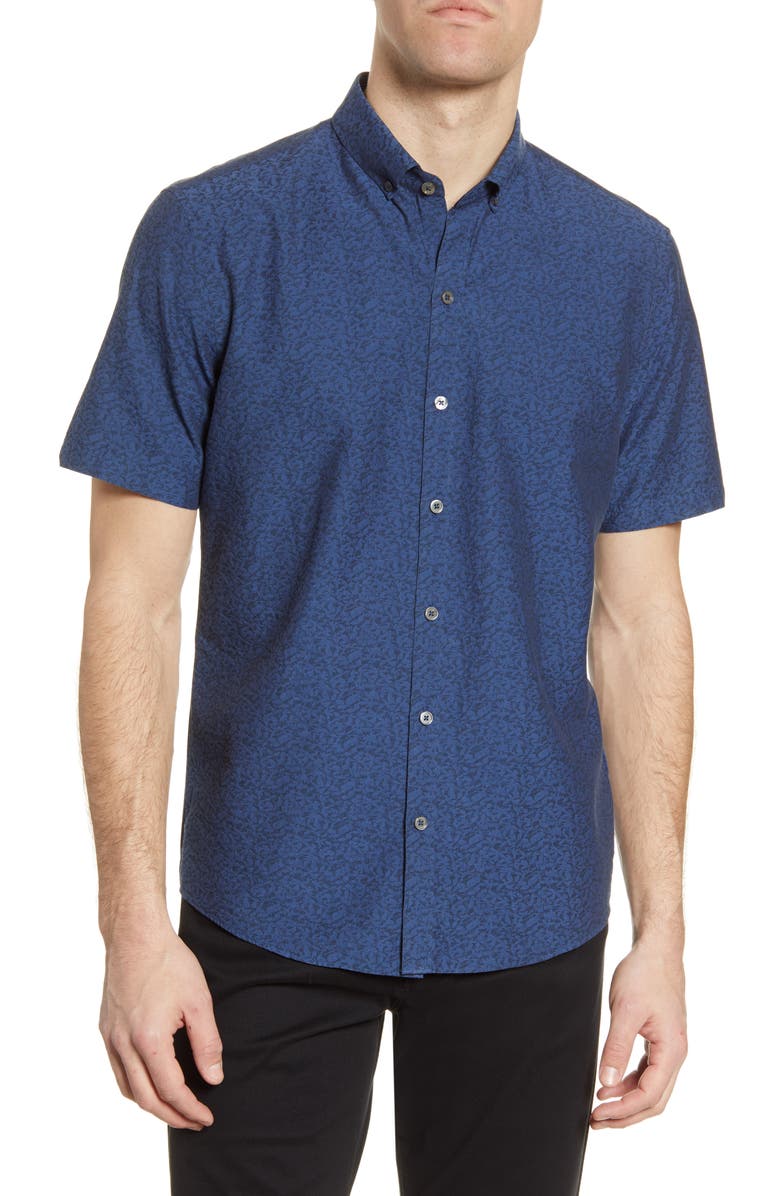 Zachary Prell Bunim Floral Brocade Short Sleeve Button-Down Shirt ...