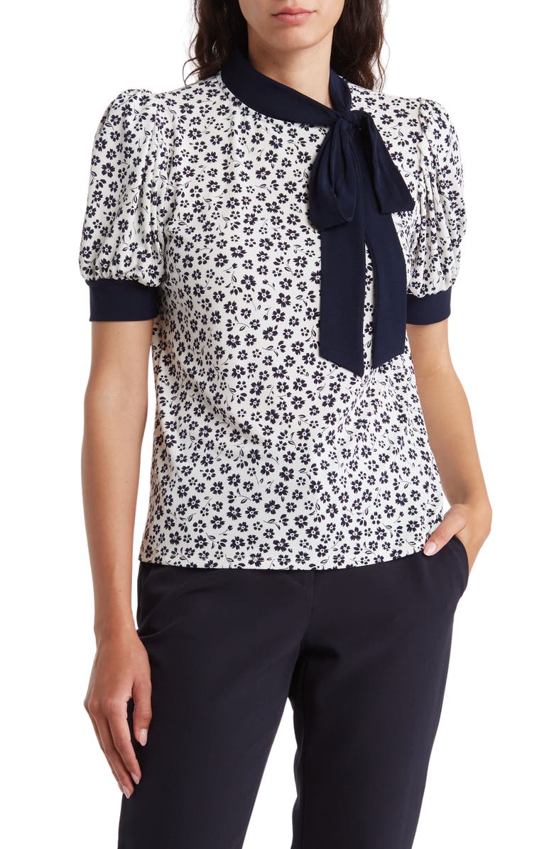 CeCe Tied Neck Floral Blouse | Nordstromrack