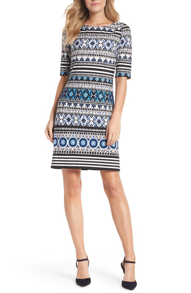 Eliza J Medallion Stripe Shift Dress | Nordstrom