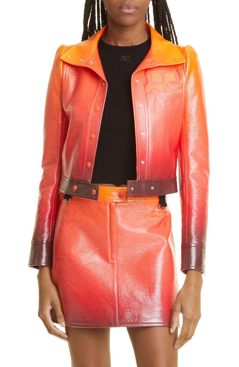 Courrèges Ombré Sunset Vinyl Crop Jacket | Nordstromrack