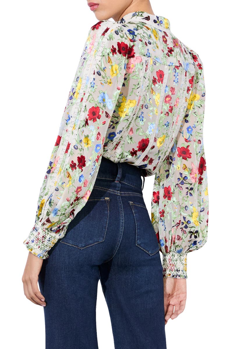 Alice + Olivia Arlette Floral Print Blouson Sleeve Shirt | Nordstromrack