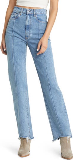 Le Jean Phoenix High Waist Chew Hem Relaxed Straight Leg Jeans | Nordstrom
