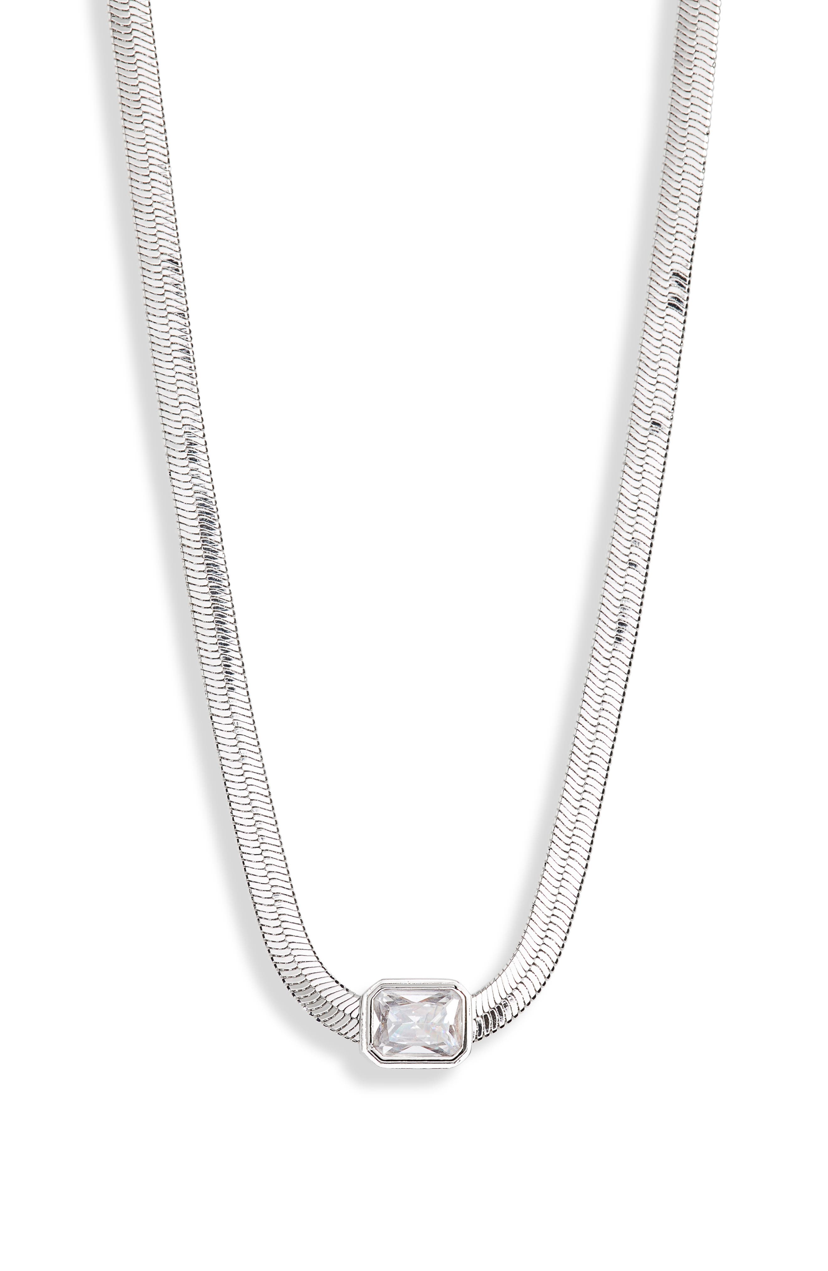 Nordstrom Cubic Zirconia Station Snake Chain Necklace | Nordstromrack