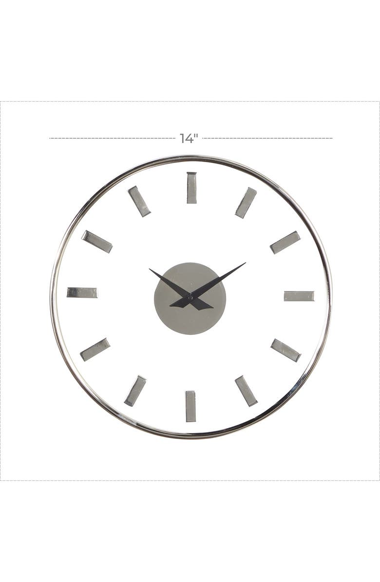 WILLOW ROW Round Silver Aluminum Wall Clock With Transparent Face - 14 ...