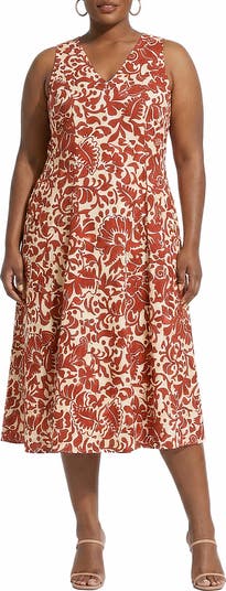 London Times Sleeveless Godet A-Line Dress | Nordstromrack