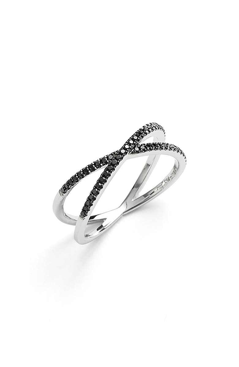 Bony Levy Icon 18K White Gold Black Diamond Stackable Crossover Band ...