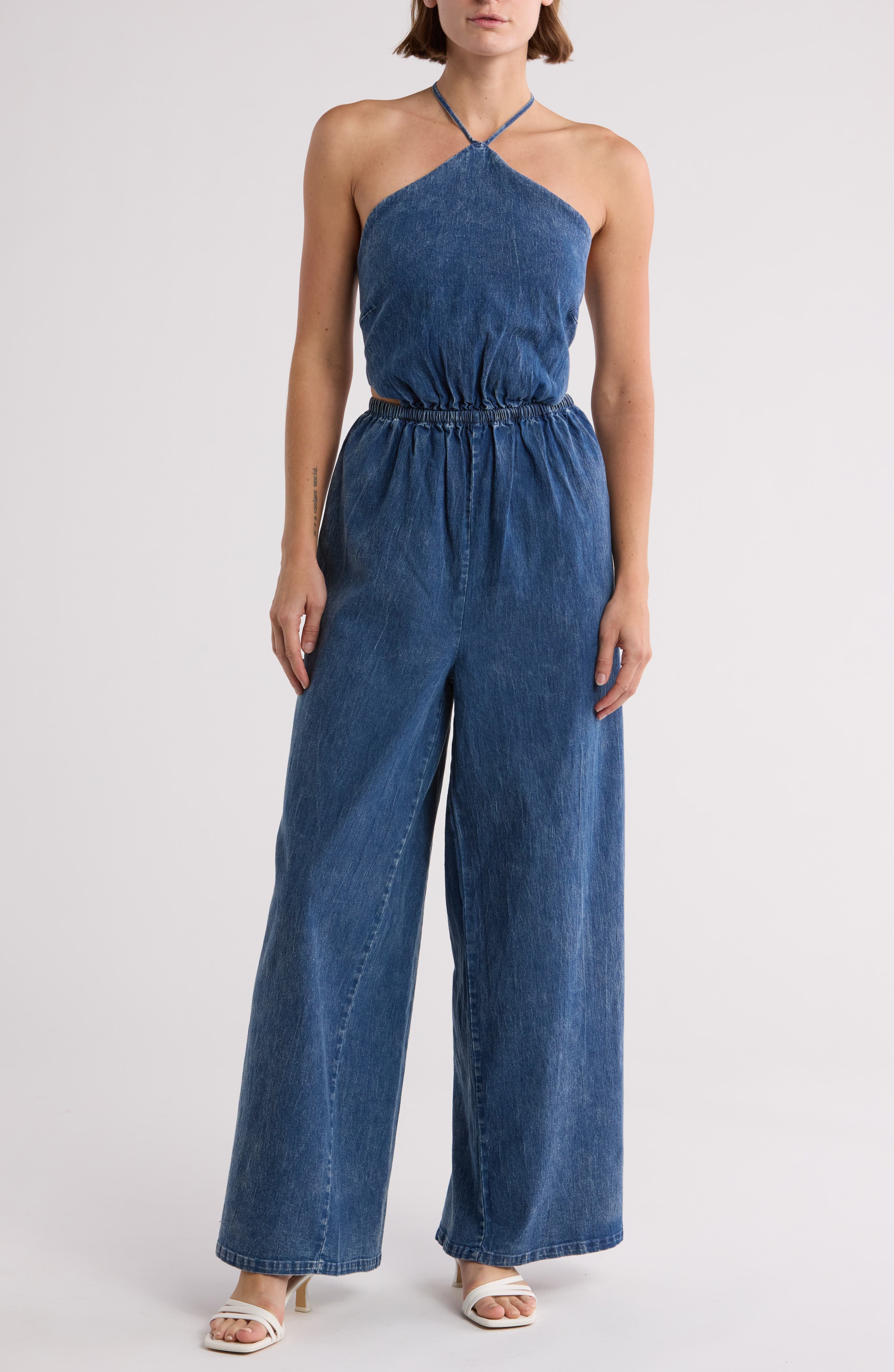 LUMIERE Halter Neck Denim Jumpsuit | Nordstromrack