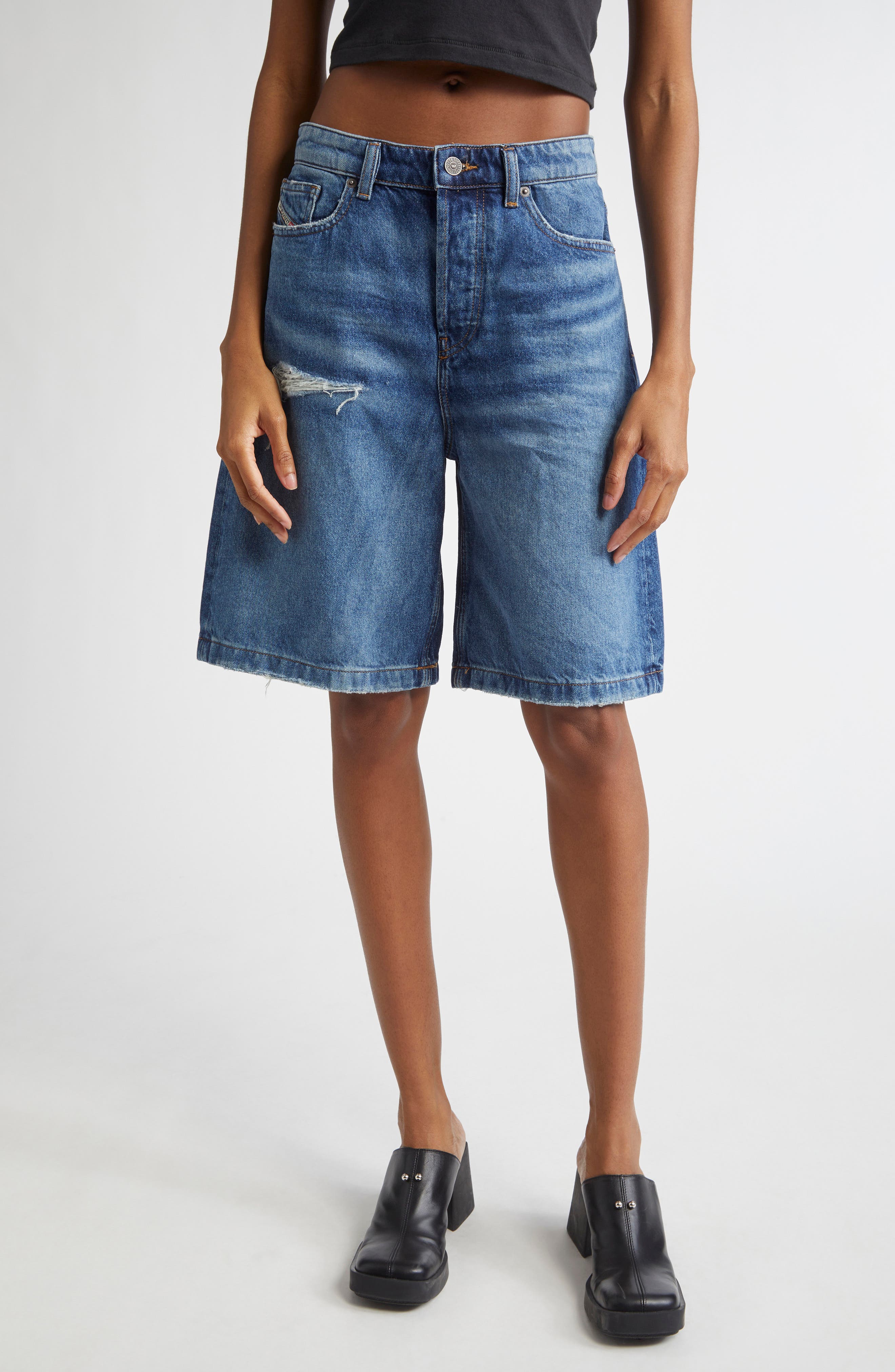 DIESEL® De-Sire Ripped Denim Shorts | Nordstromrack