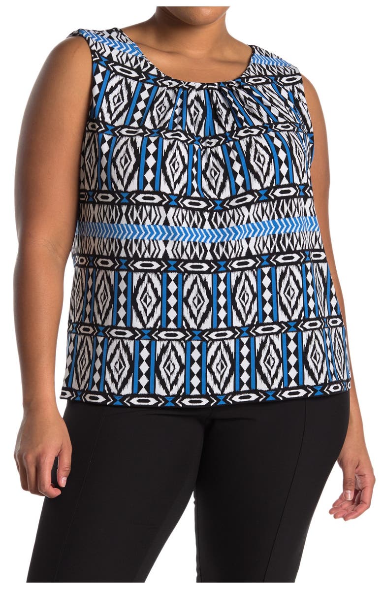 Calvin Klein Pleated Neck Geo Printed Tank | Nordstromrack
