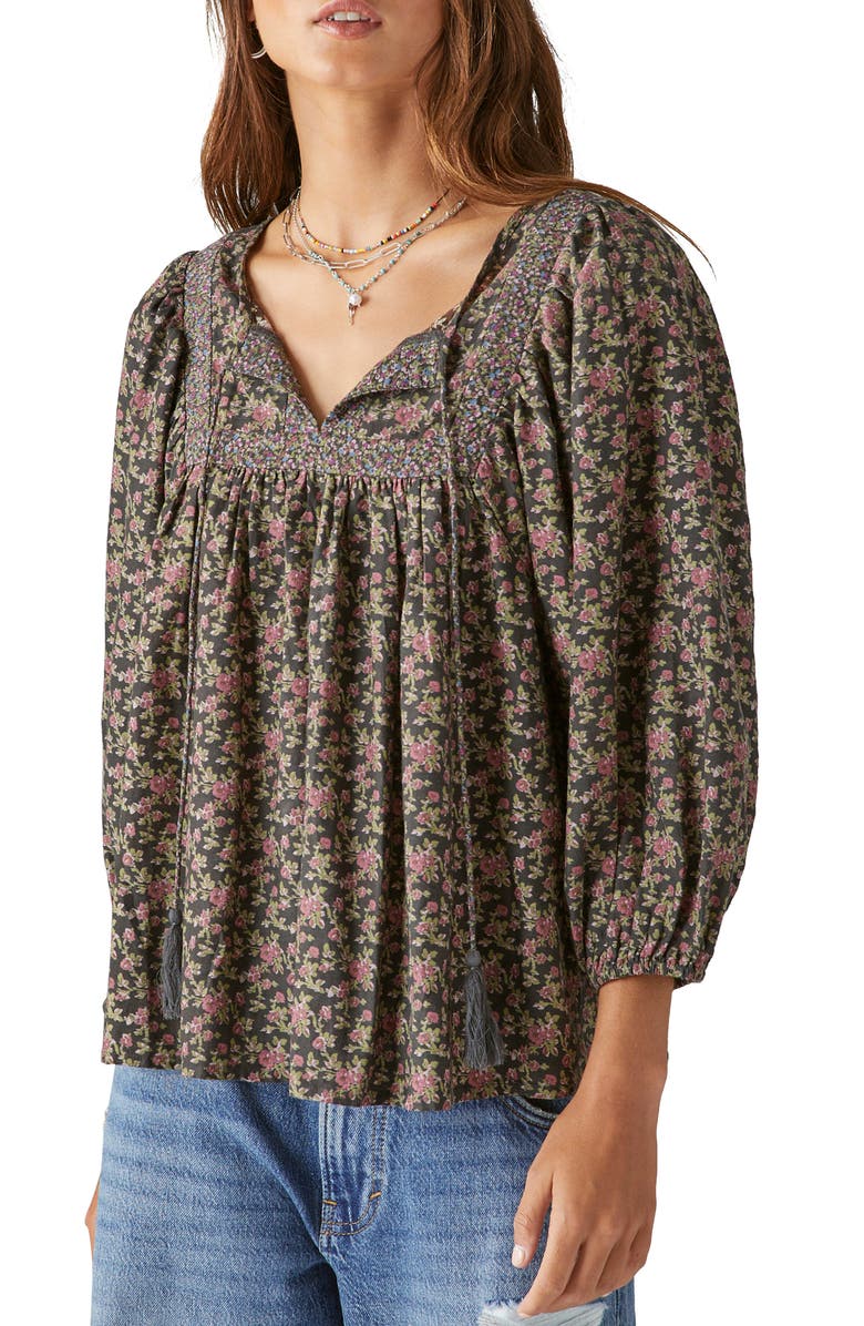 Lucky Brand Mix Print Peasant Top | Nordstromrack