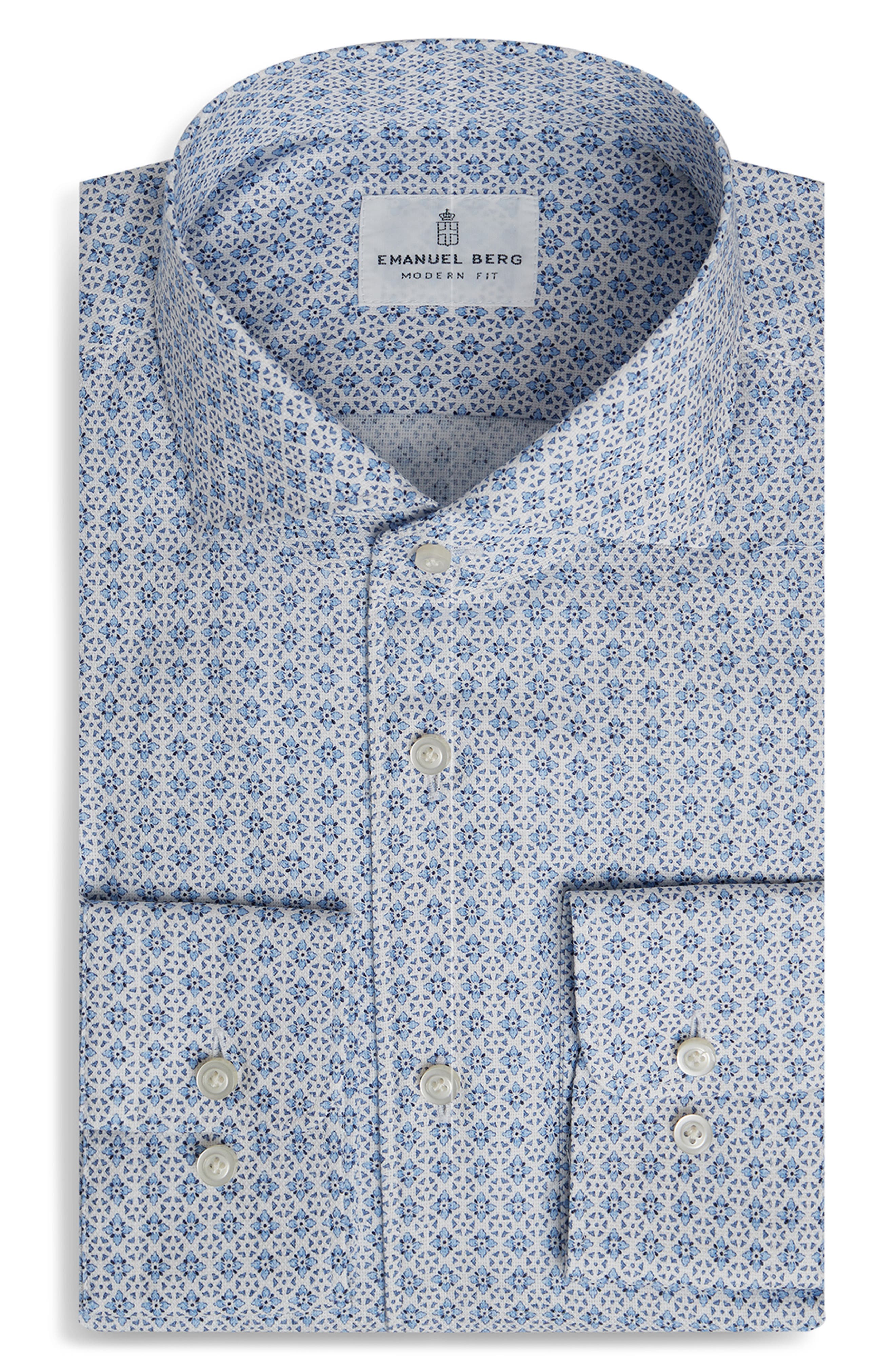 Emanuel Berg Modern Fit Luxury Cotton Dobby Dress Shirt | Nordstrom