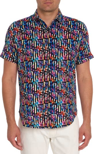 Robert Graham Jump Start Geo Floral Short Sleeve Button-Up Shirt ...
