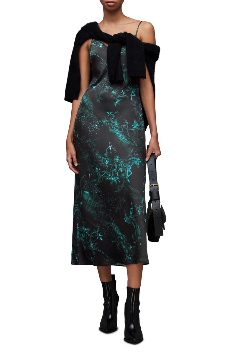 AllSaints Bryony Cosmic Print Midi Slipdress | Nordstromrack