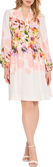 Tahari ASL Belted Print Long Sleeve Dress | Nordstrom
