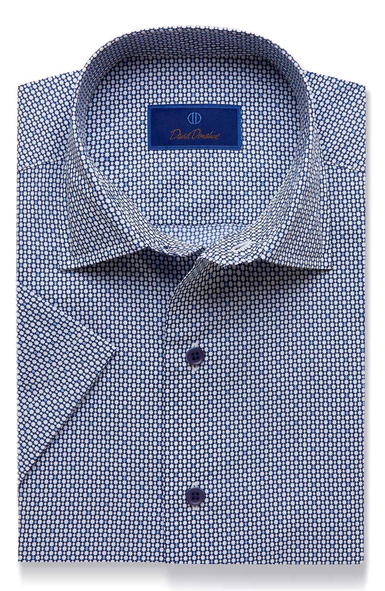 David Donahue Men's Medallion Print Short Sleeve Button-Up Shirt ...