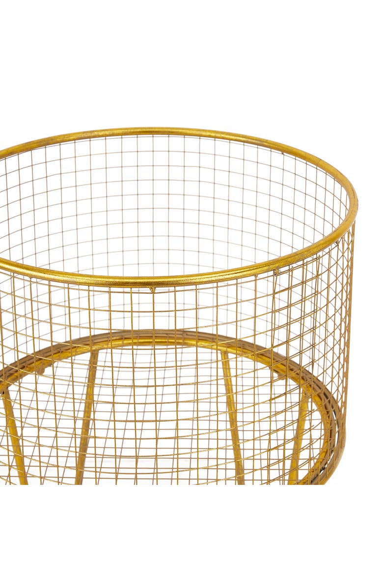 VIVIAN LUNE HOME Goldtone Metal Industrial Storage Cart with Wheels ...