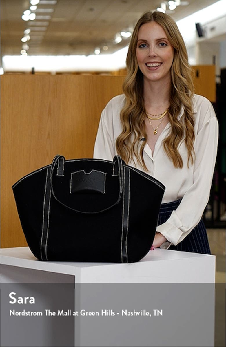 Ganni Large Soft Banner Recycled Cotton Canvas Tote | Nordstromrack