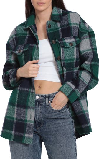 Avec Les Filles Boyfriend Plaid Print Shacket | Nordstromrack