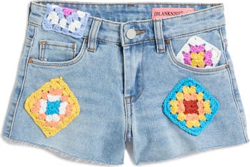 BLANKNYC Kids' Crochet Patch Cutoff Denim Shorts | Nordstromrack