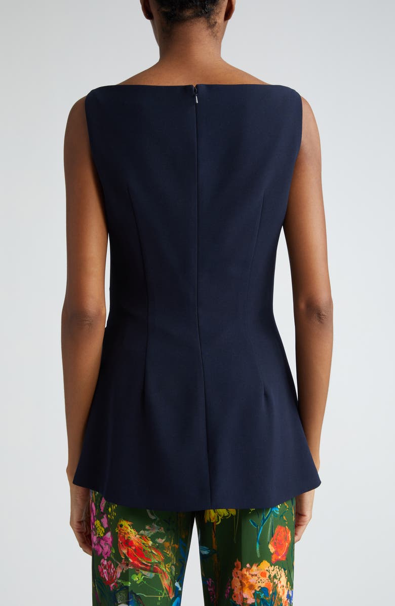 Lela Rose Ruched Bateau Neck Stretch Crepe Top | Nordstromrack