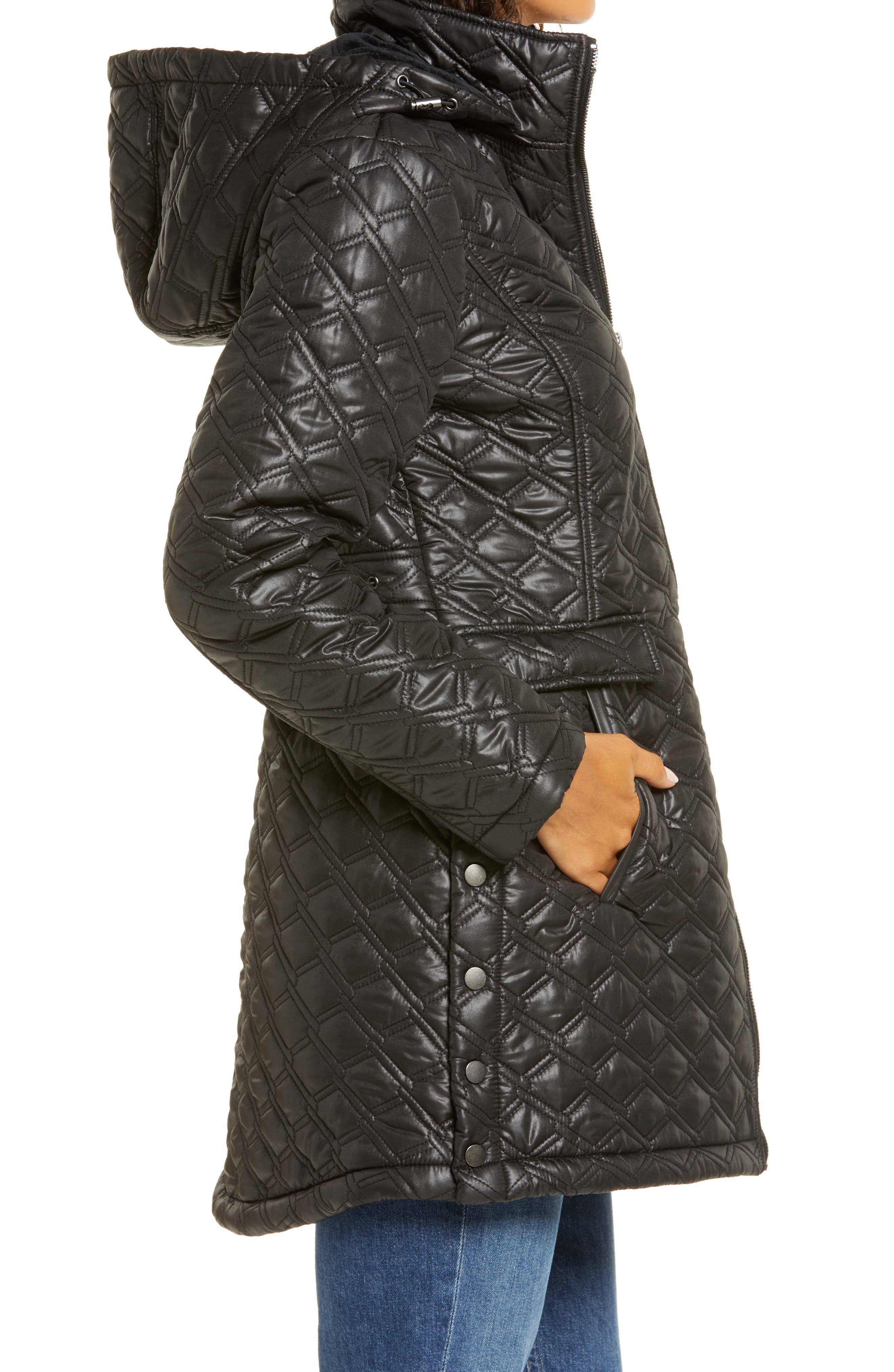 Halogen® Hooded Diamond Quilted Coat | Nordstrom
