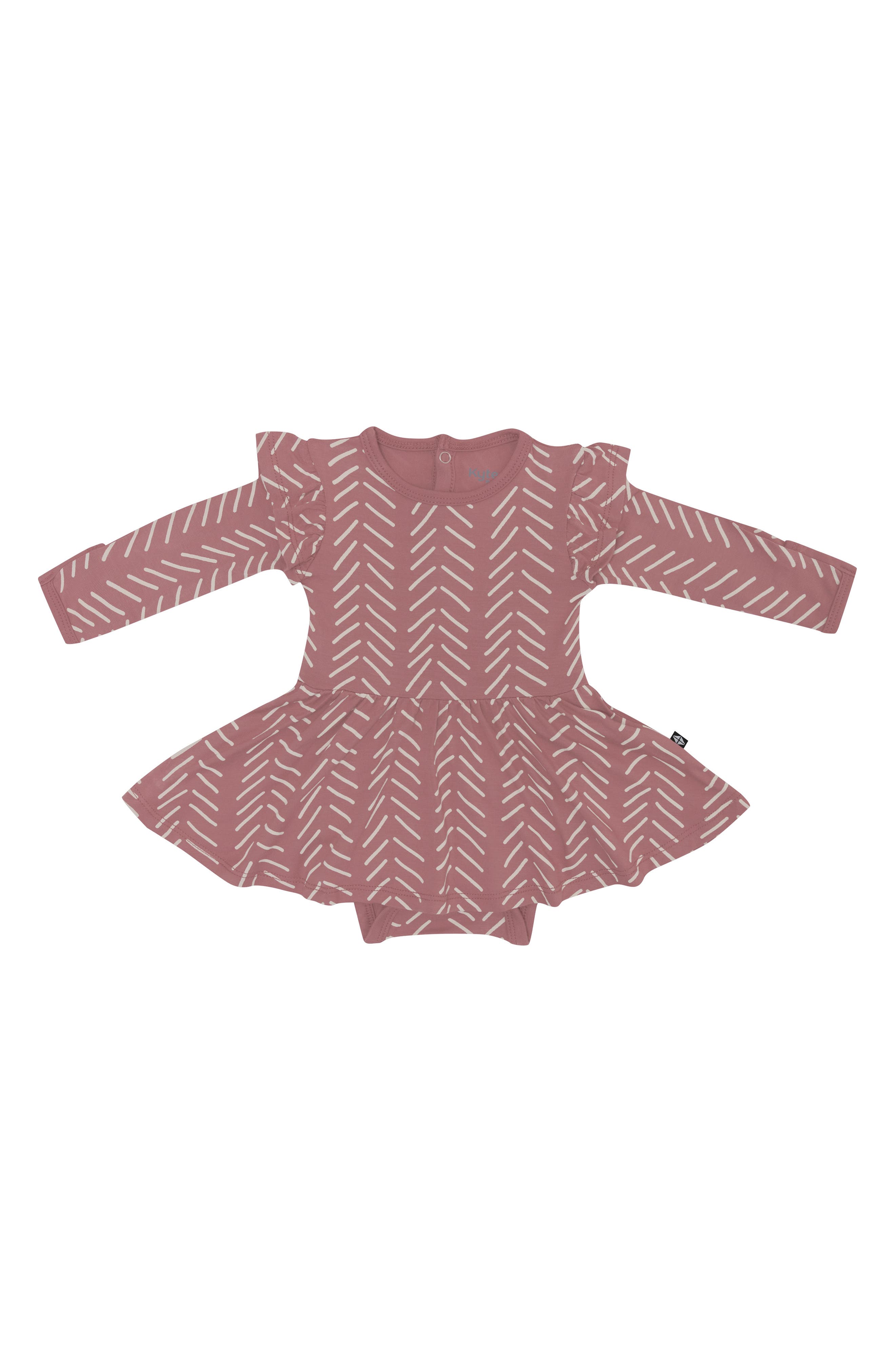 Kyte BABY Dusty Rose Herringbone Long Sleeve Skirted Bodysuit ...