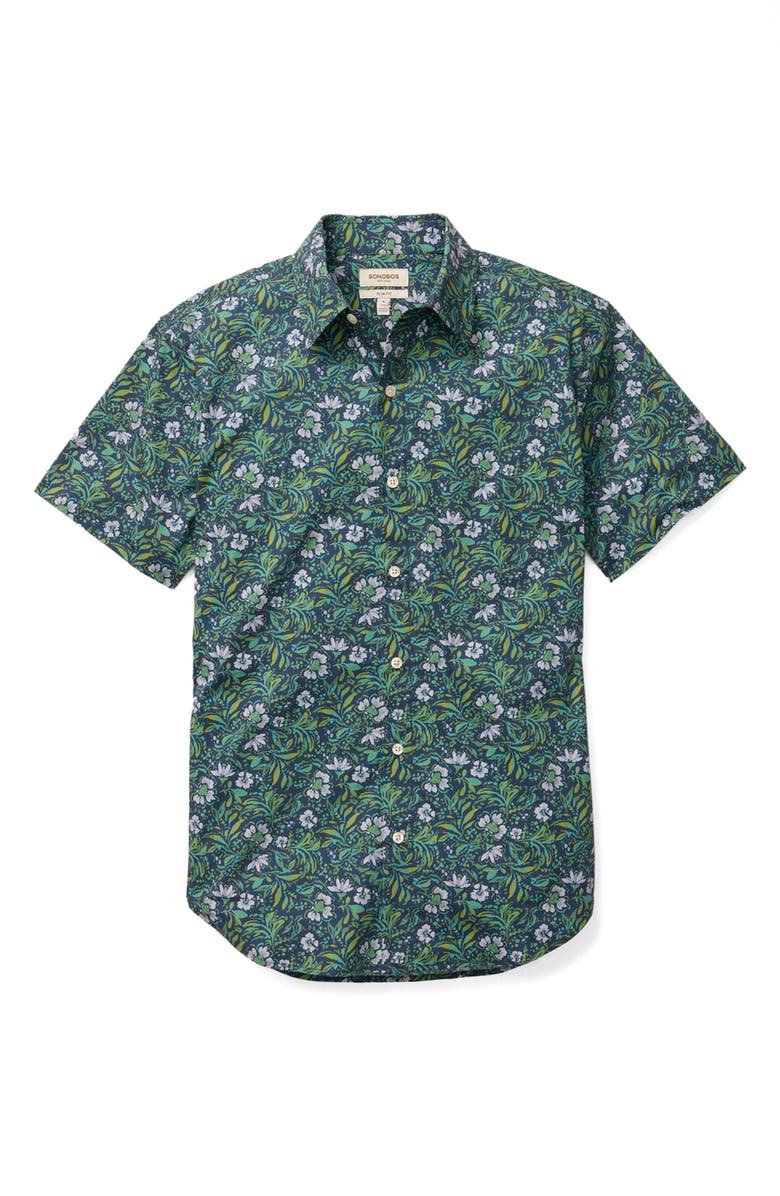 Bonobos Riviera Floral Short Sleeve Stretch Cotton Poplin Button-Up ...