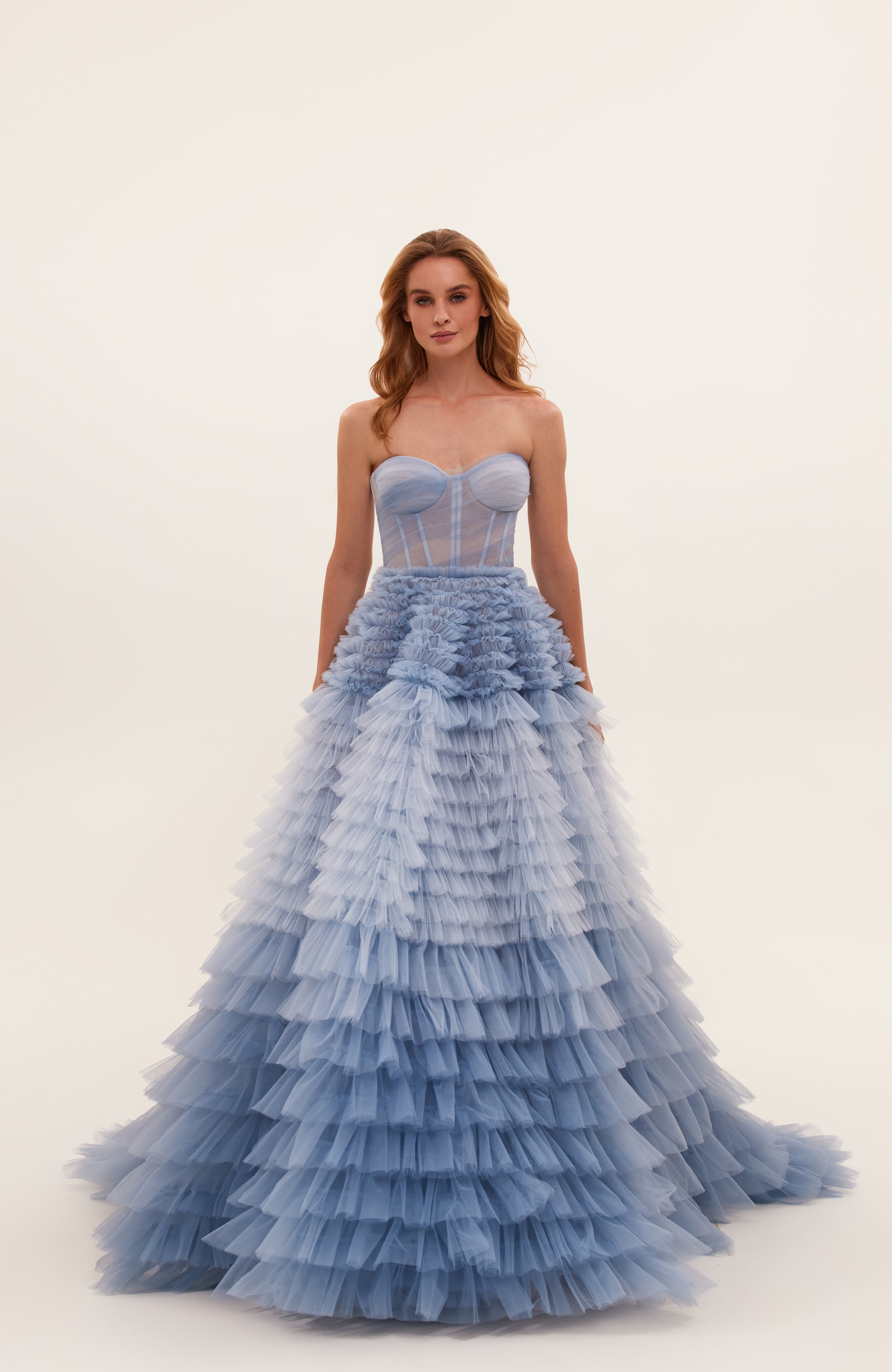 Milla Light Blue Strapless Frill-Layered Fluffy Dress | Nordstrom