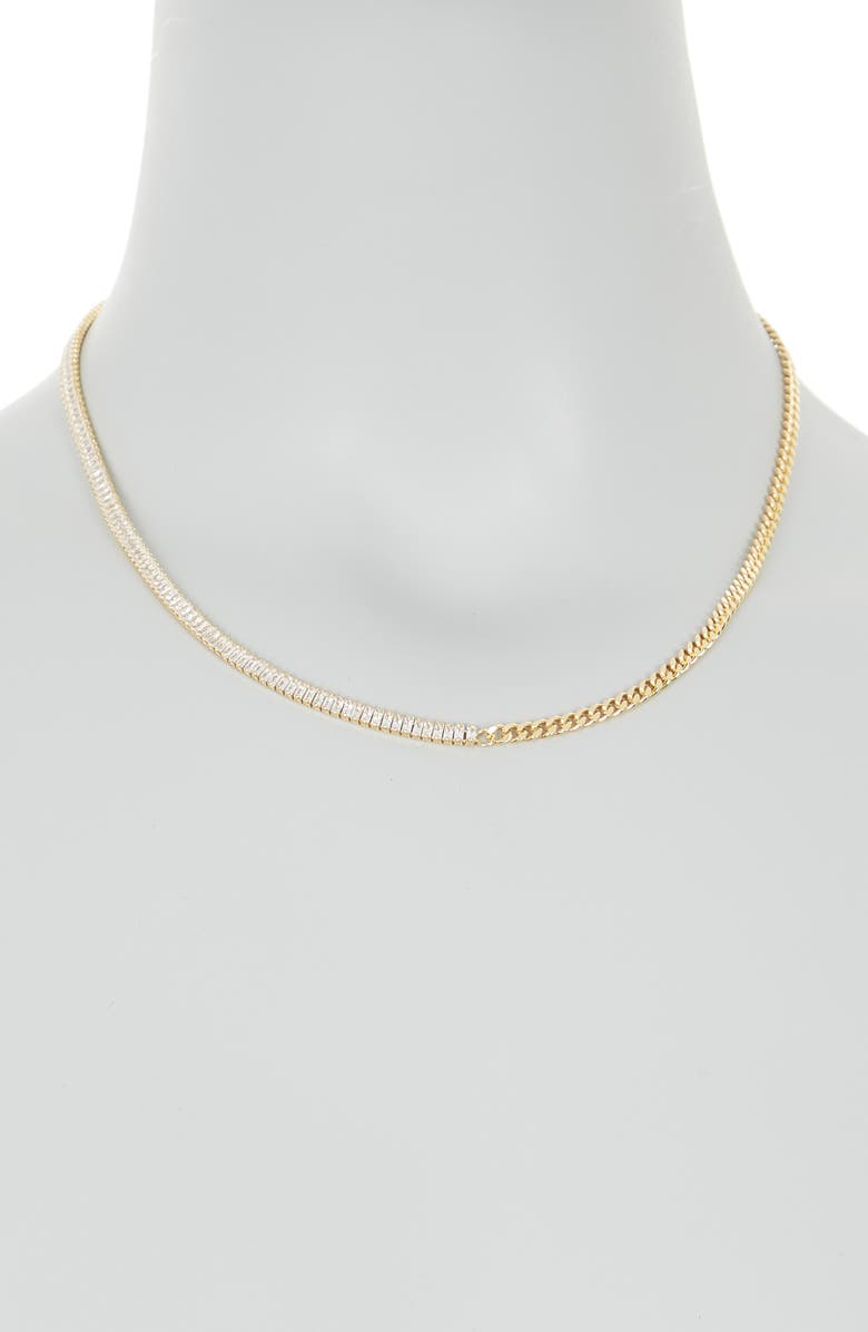 SAVVY CIE JEWELS Baguette Crystal & Curb Chain Necklace | Nordstromrack