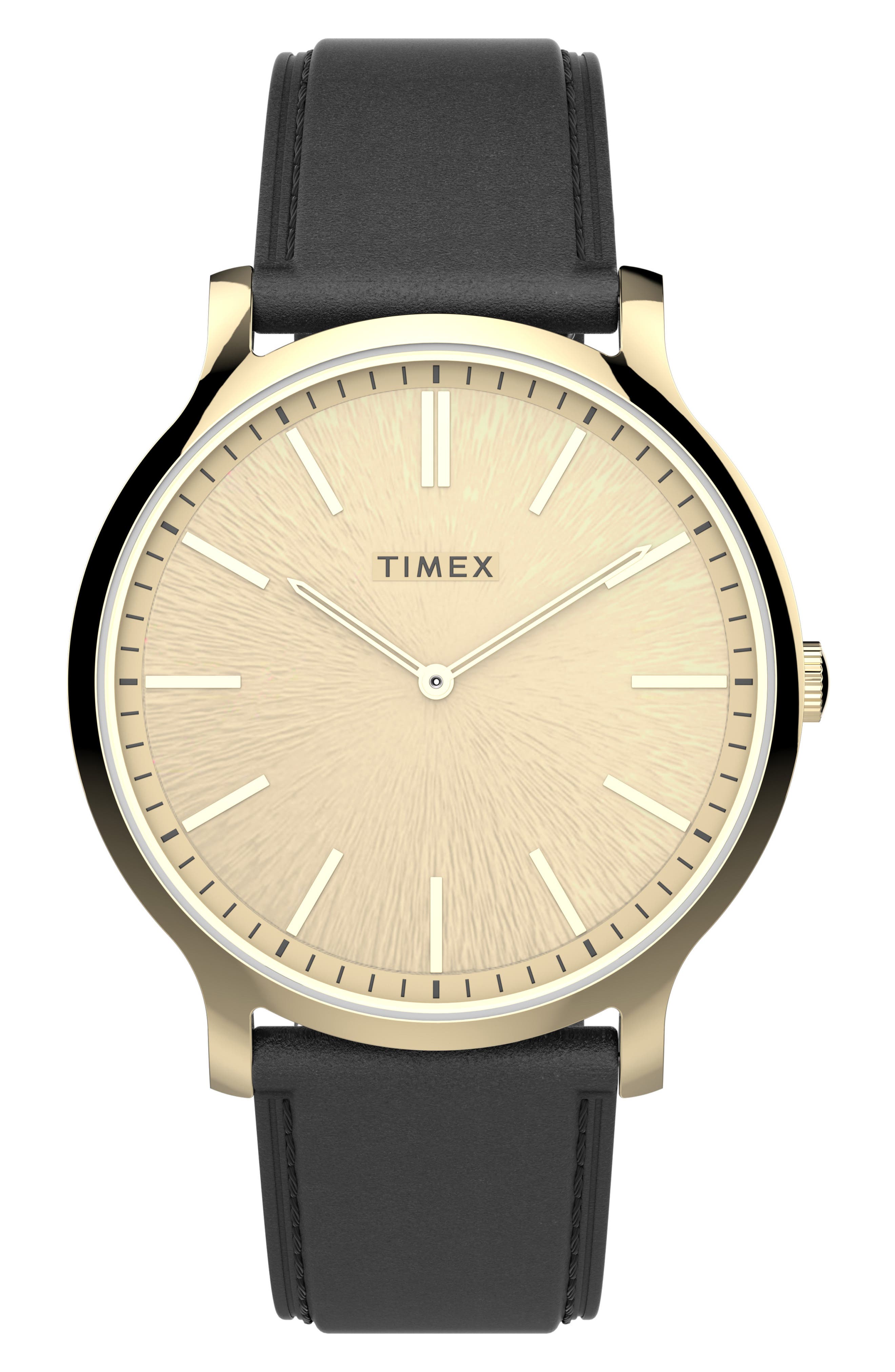 Timex® 3H Leather Strap Watch, 40mm | Nordstromrack