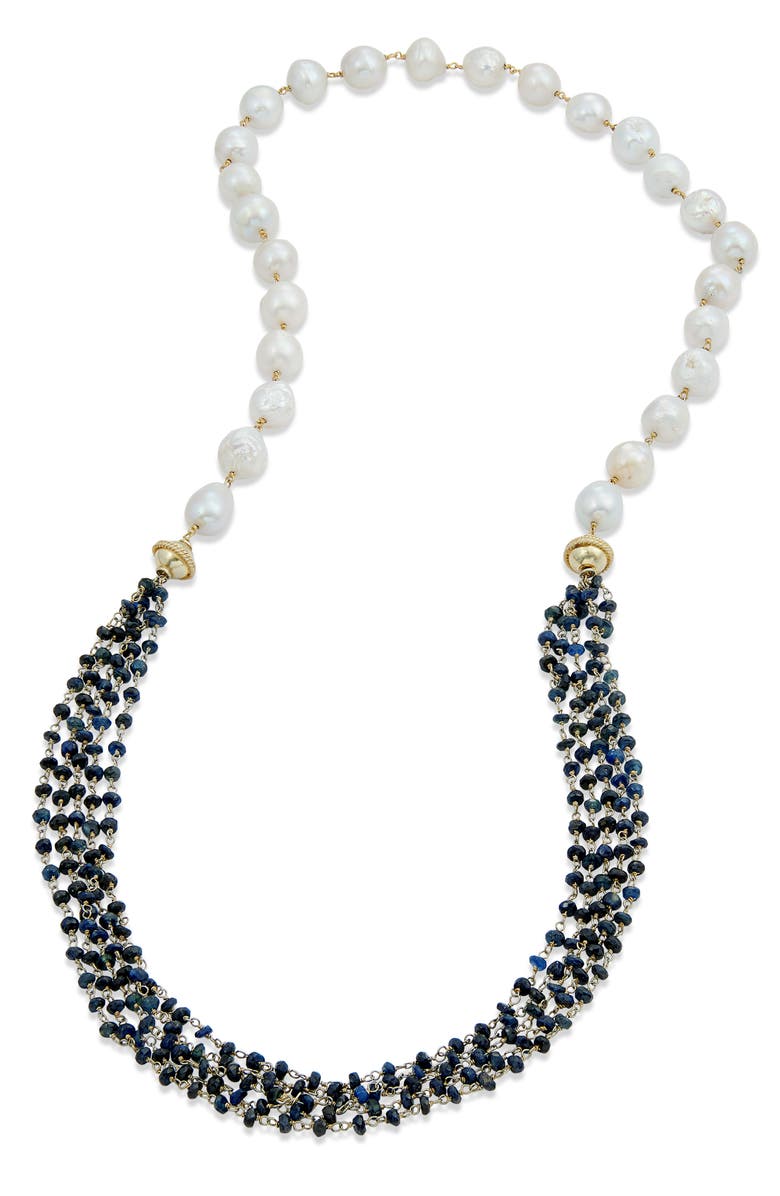 SAVVY CIE JEWELS Sapphire & Cultured Pearl Necklace | Nordstromrack