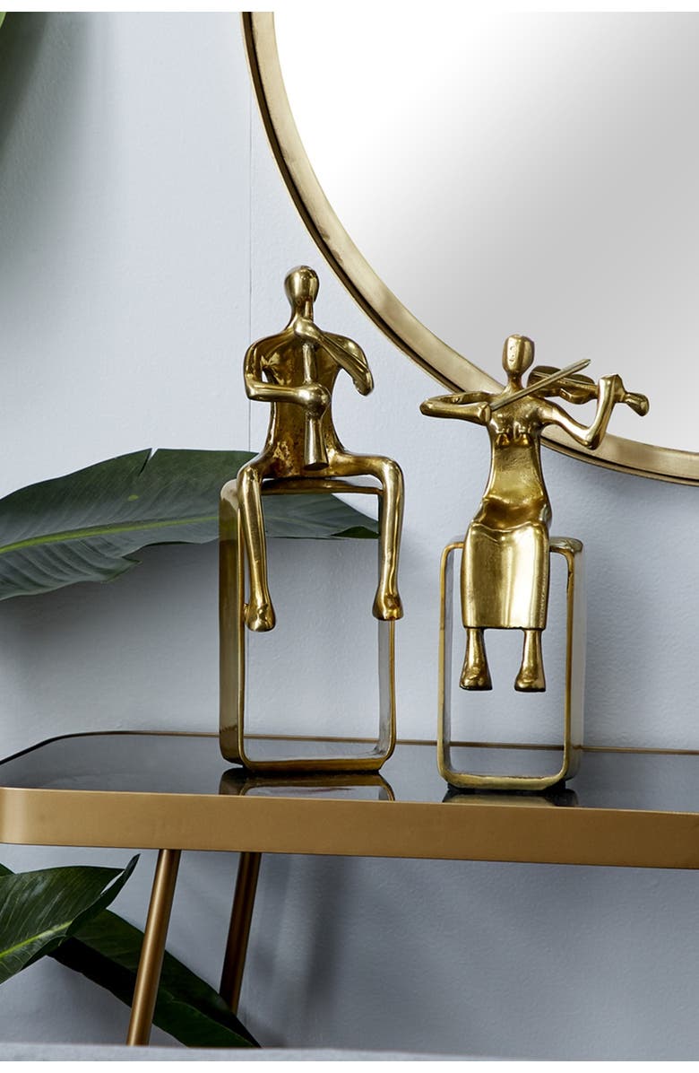 WILLOW ROW Goldtone Aluminum Modern Musician Sculpture - Set of 2 ...