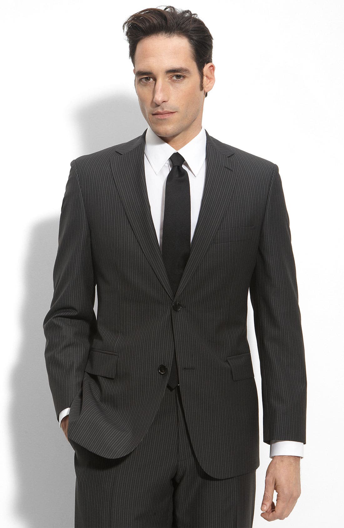 zzDNUHugo Boss BOSS Black 'Pasolini/Movie' Charcoal Stripe Wool Suit ...